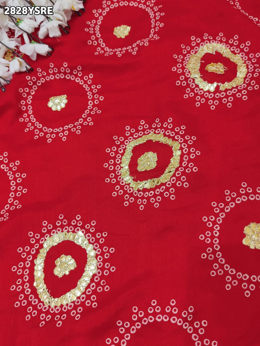 KcPc New Royal Wedding Wear Gaji Bandhani Saree in Viscos Silk SWA – KcPc Bandhani