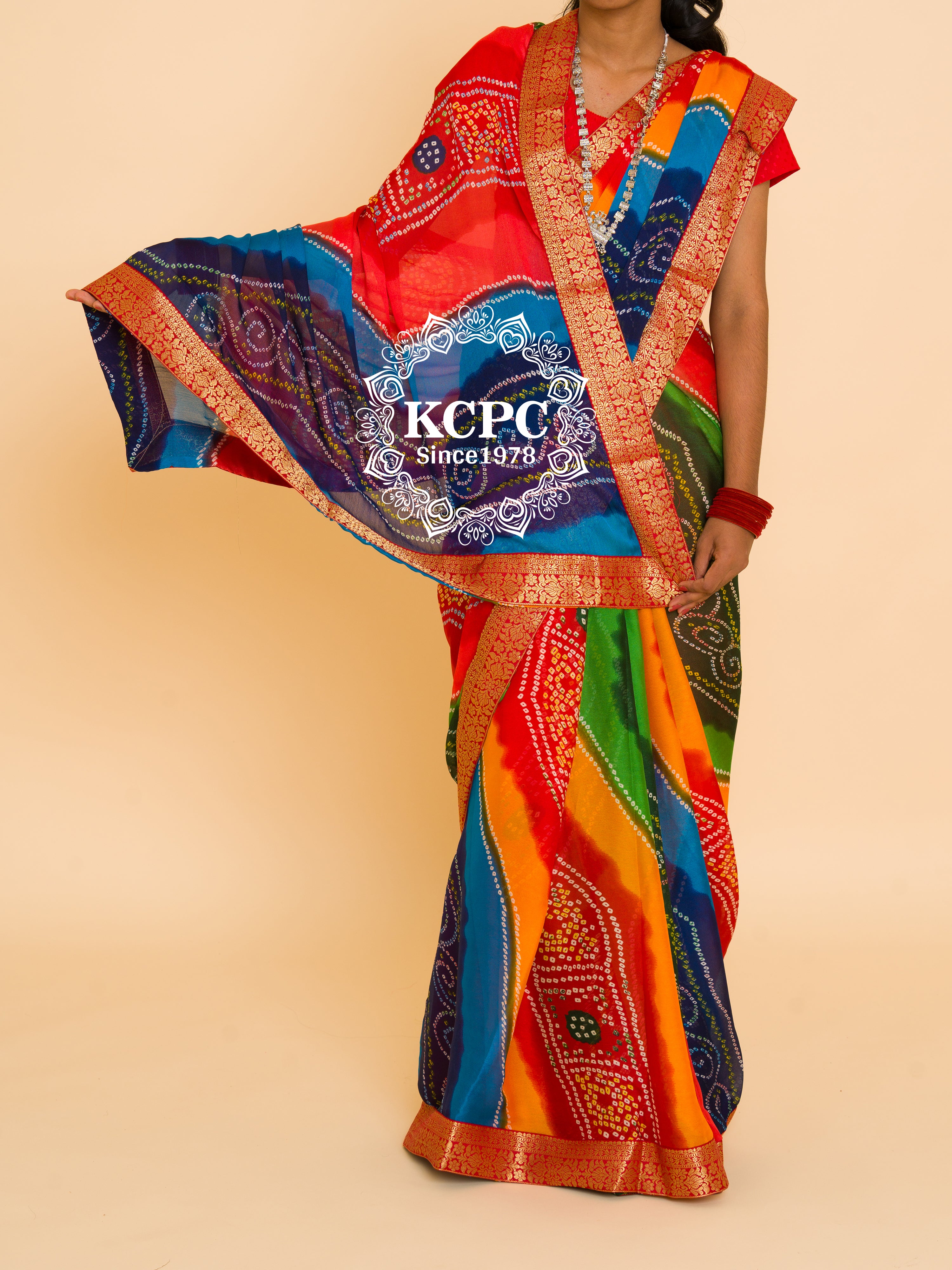 Rajasthani Bandhani Pure Moss Chiffon Crape Saree | New Bandhej Sarees ...