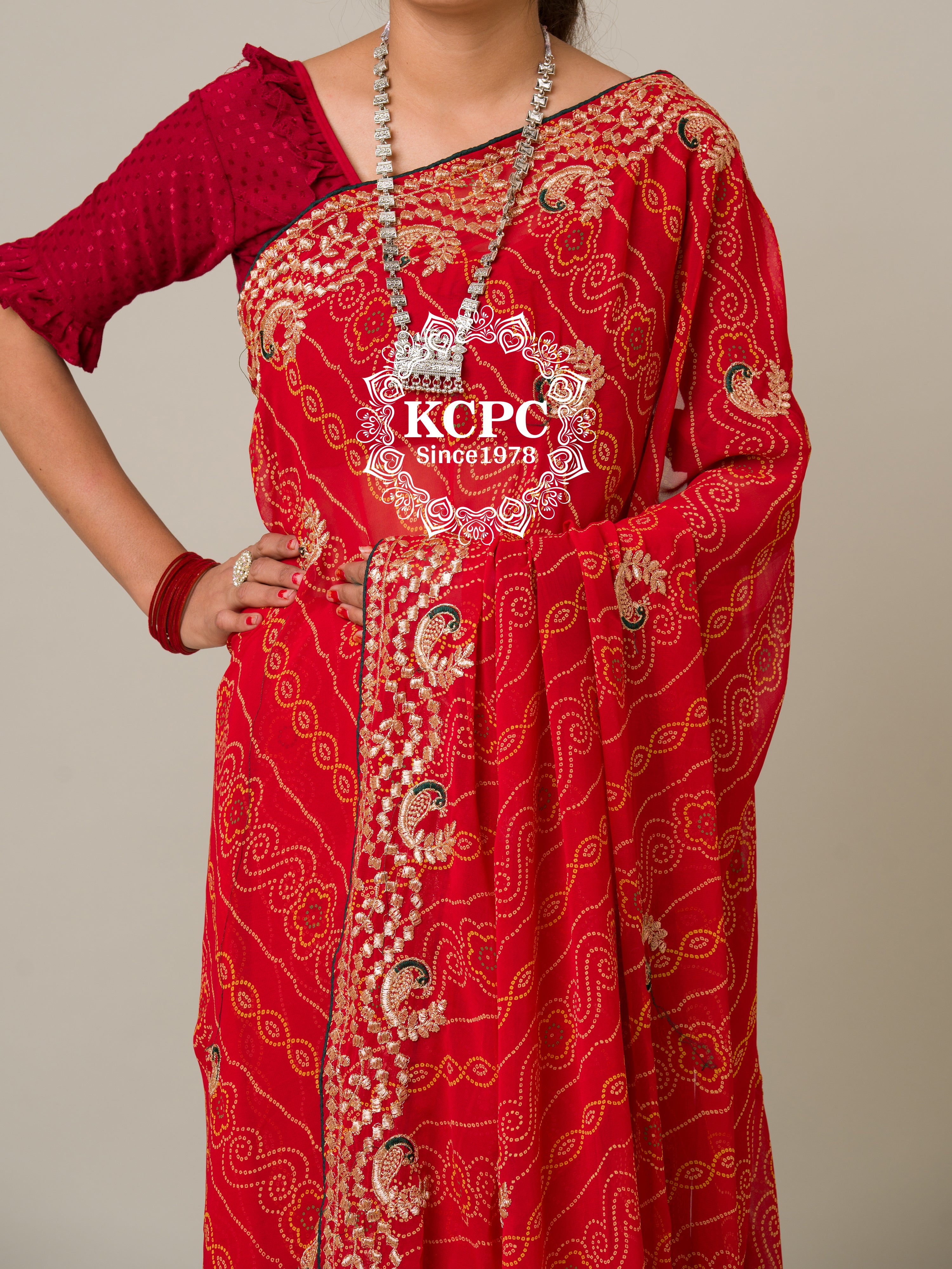 KcPc New Pure Georgette Bandhani Saree With Blouse – KcPc Bandhani