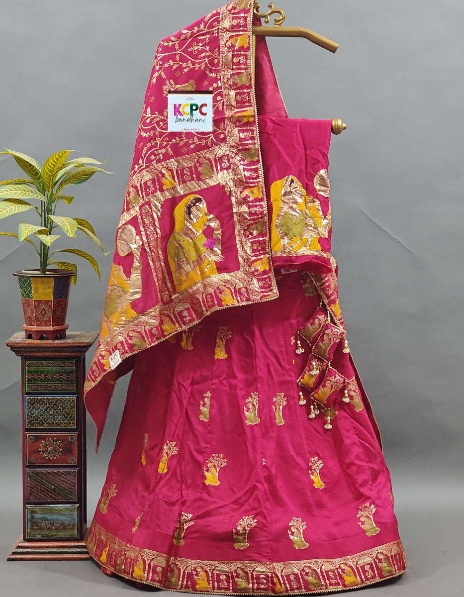 Pure Munga Silk Designer Jaipuri Traditional Lehenga Chundi Set with b ...