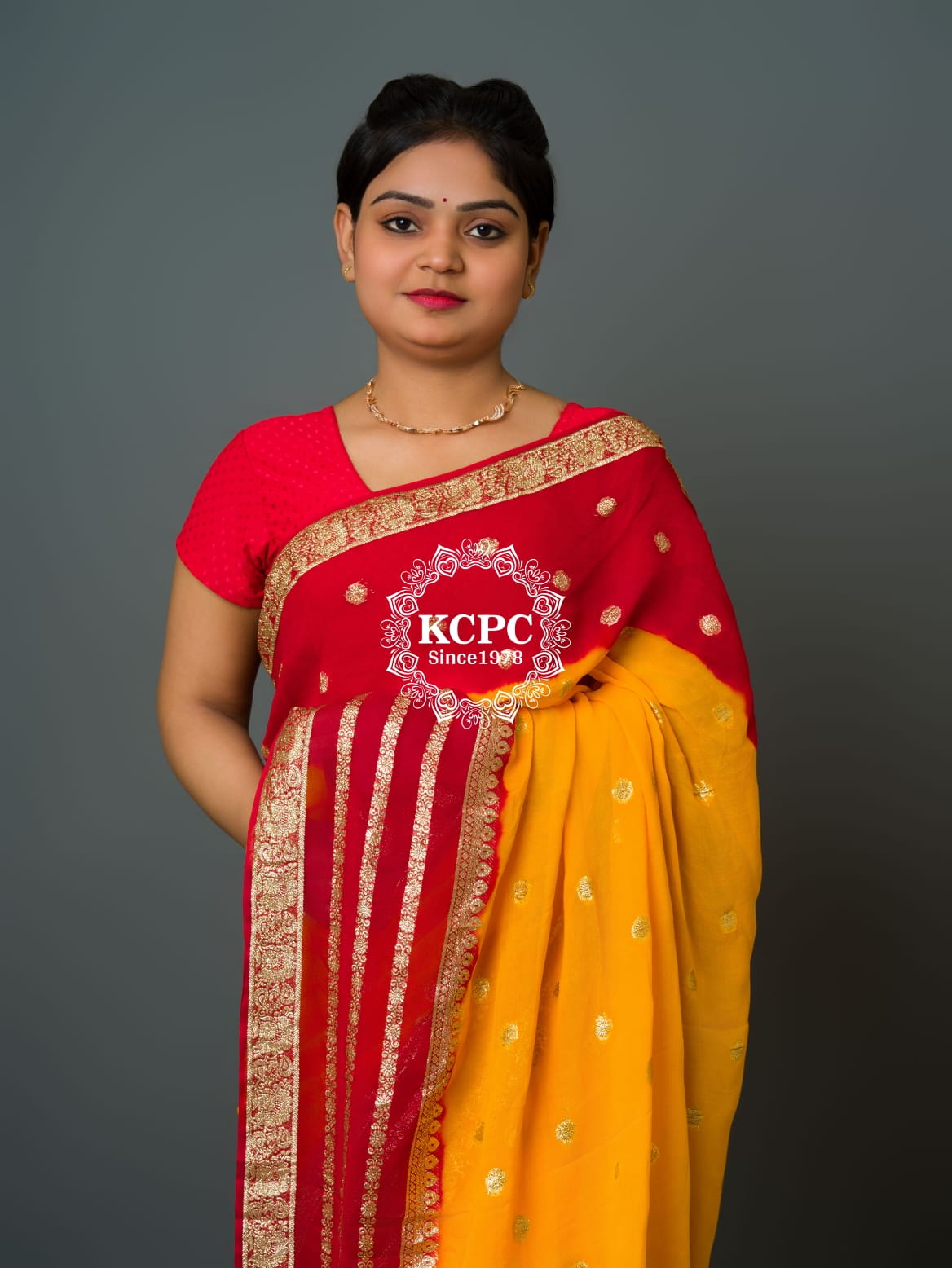 Pure Georgette Jaipuri Tie Dye Banarasi Weaving Saree with blouse ...