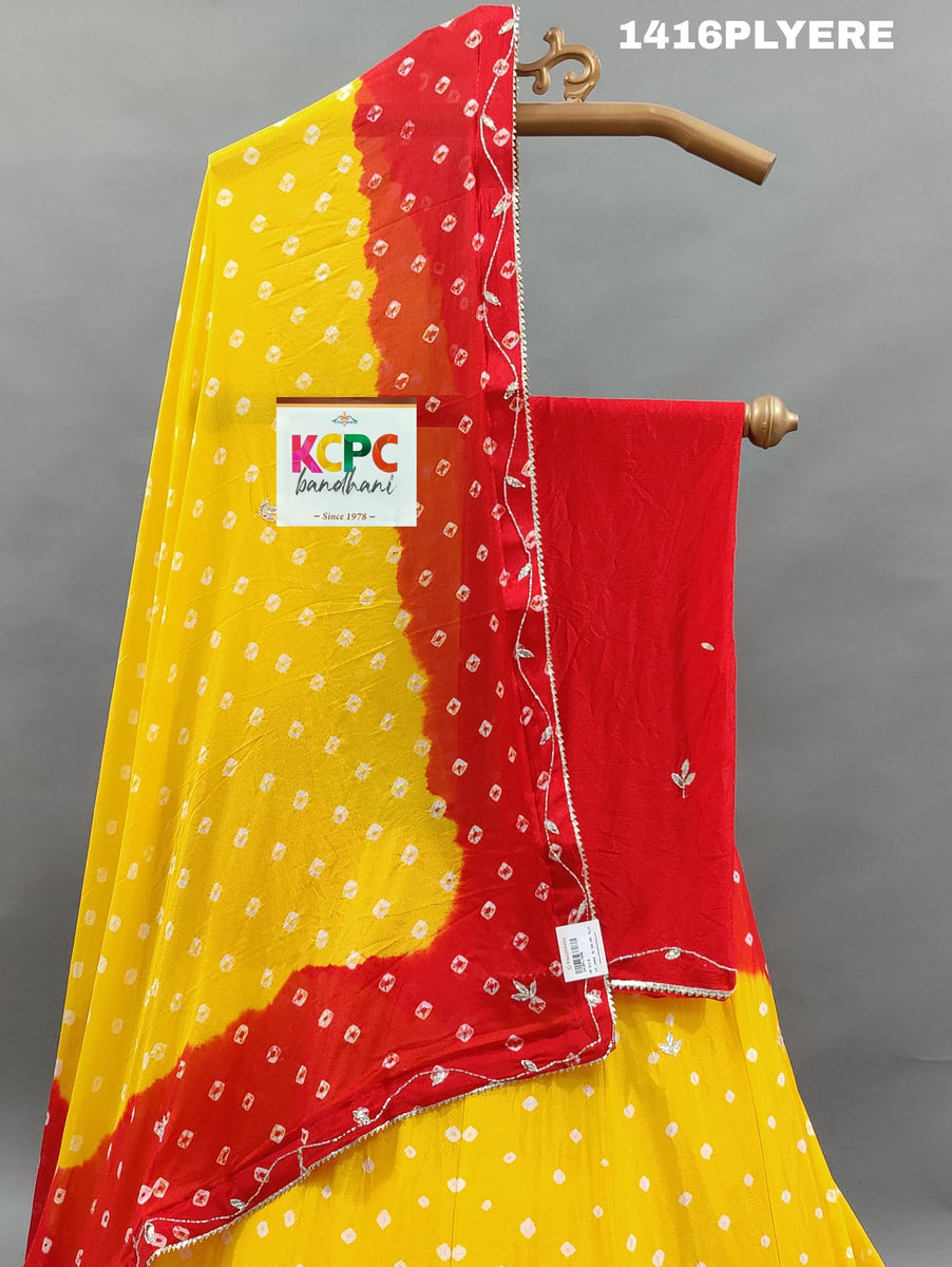 KcPc New Chinon Double Shade Bandhani Design Cutdana work Lehenga RAJ ...