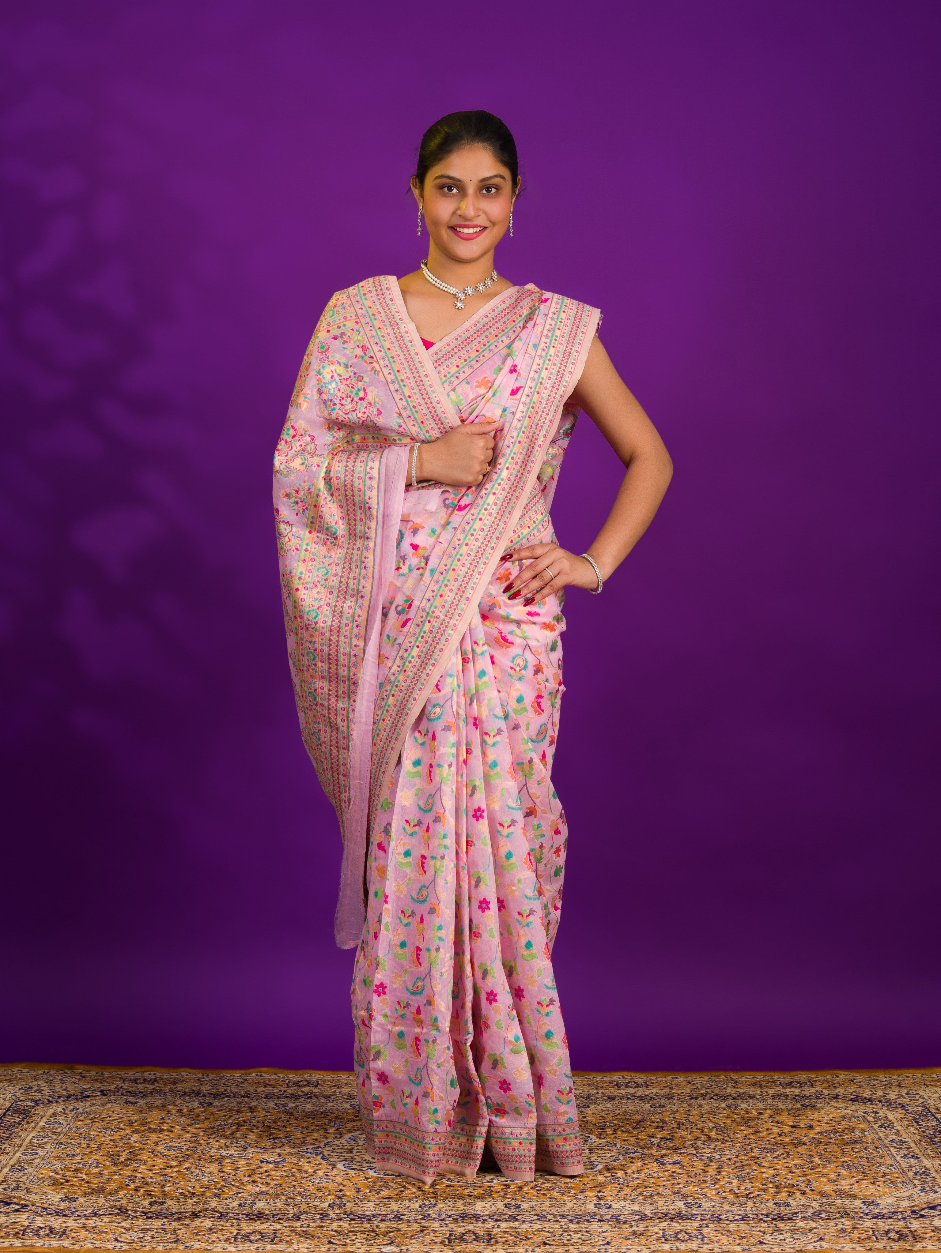 KcPc New Pashmina Cotton Silk Kashmiri Style Party wear Saree VJT ...