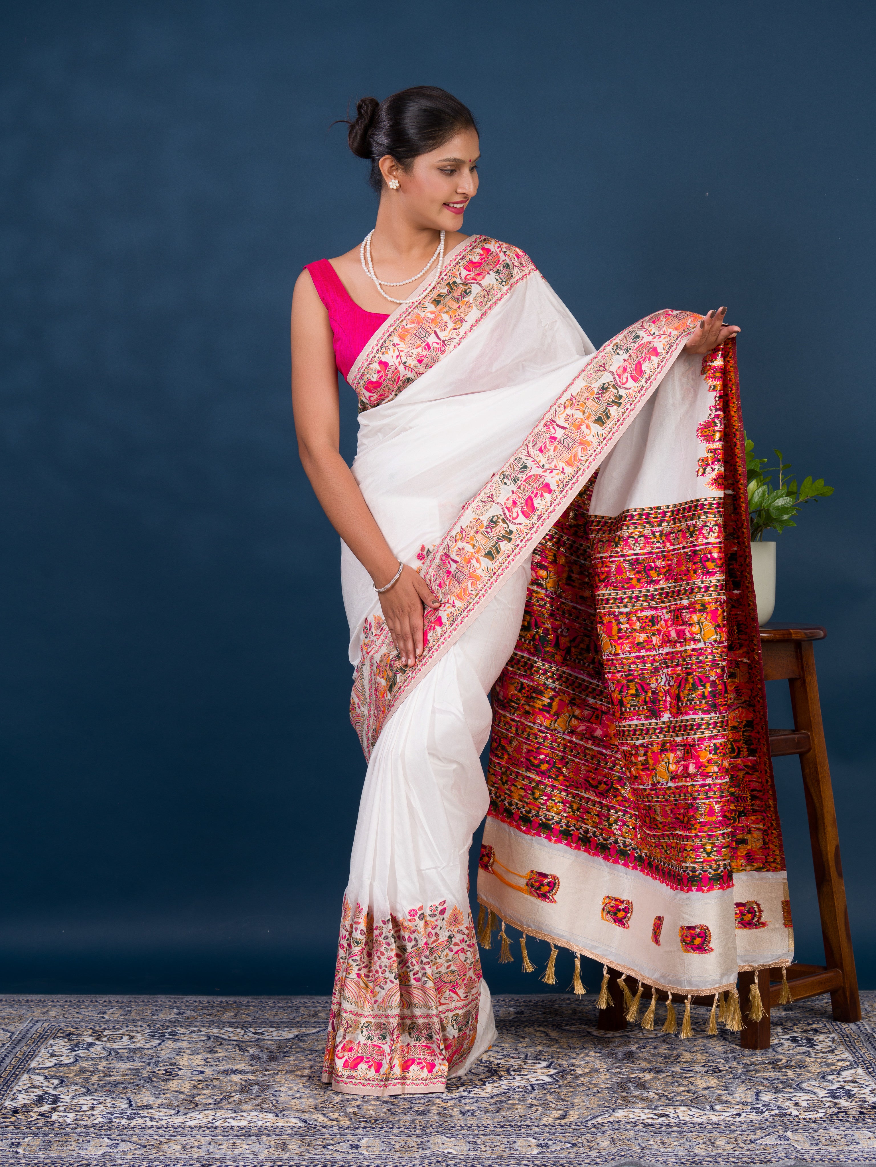 KcPc New Designer Kashmiri Pashmina Silk Weaving Saree VJT – KCPC Bandhani