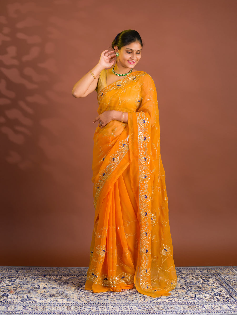 KcPc New Georgette Elegance Designer Style Saree with Aari Tari Detail ...