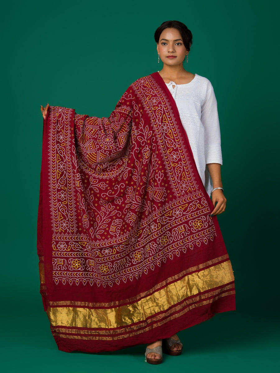 KcPc New Cotton Silk Gaji Style With Bandhani Work Dupatta RAY – KCPC ...