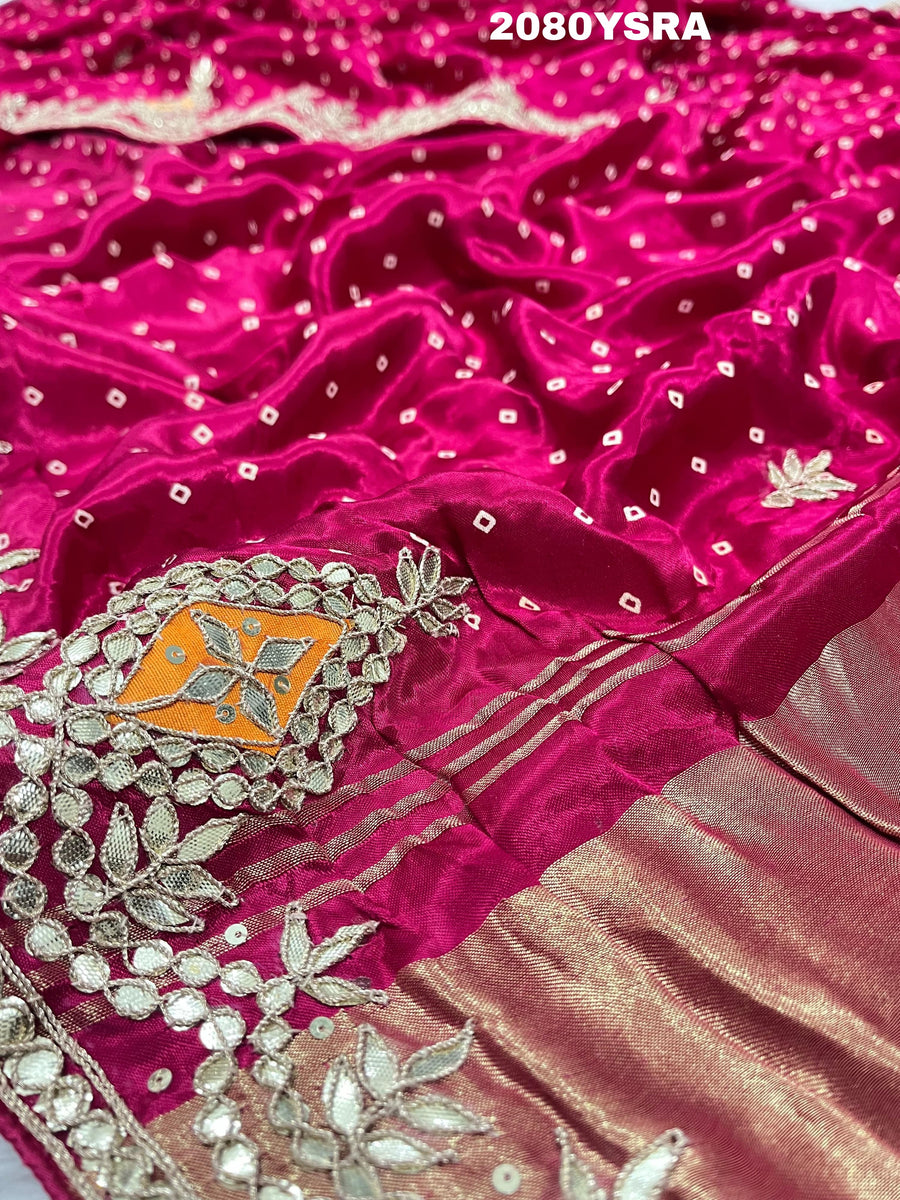 KcPc Modal Silk Bandhani With Gotapatti Work Saree PIF – KcPc Bandhani