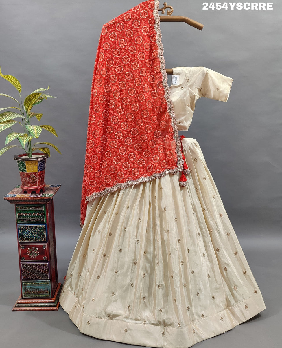 KcPc New Chinon Bandhani Lehenga with Sequin and Tari Work Lehenga SAR ...