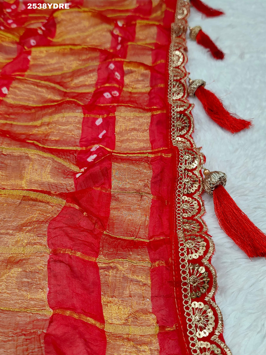 KcPc New Latest Art Silk Bandhani Style With Tari Border Work DupattaK ...