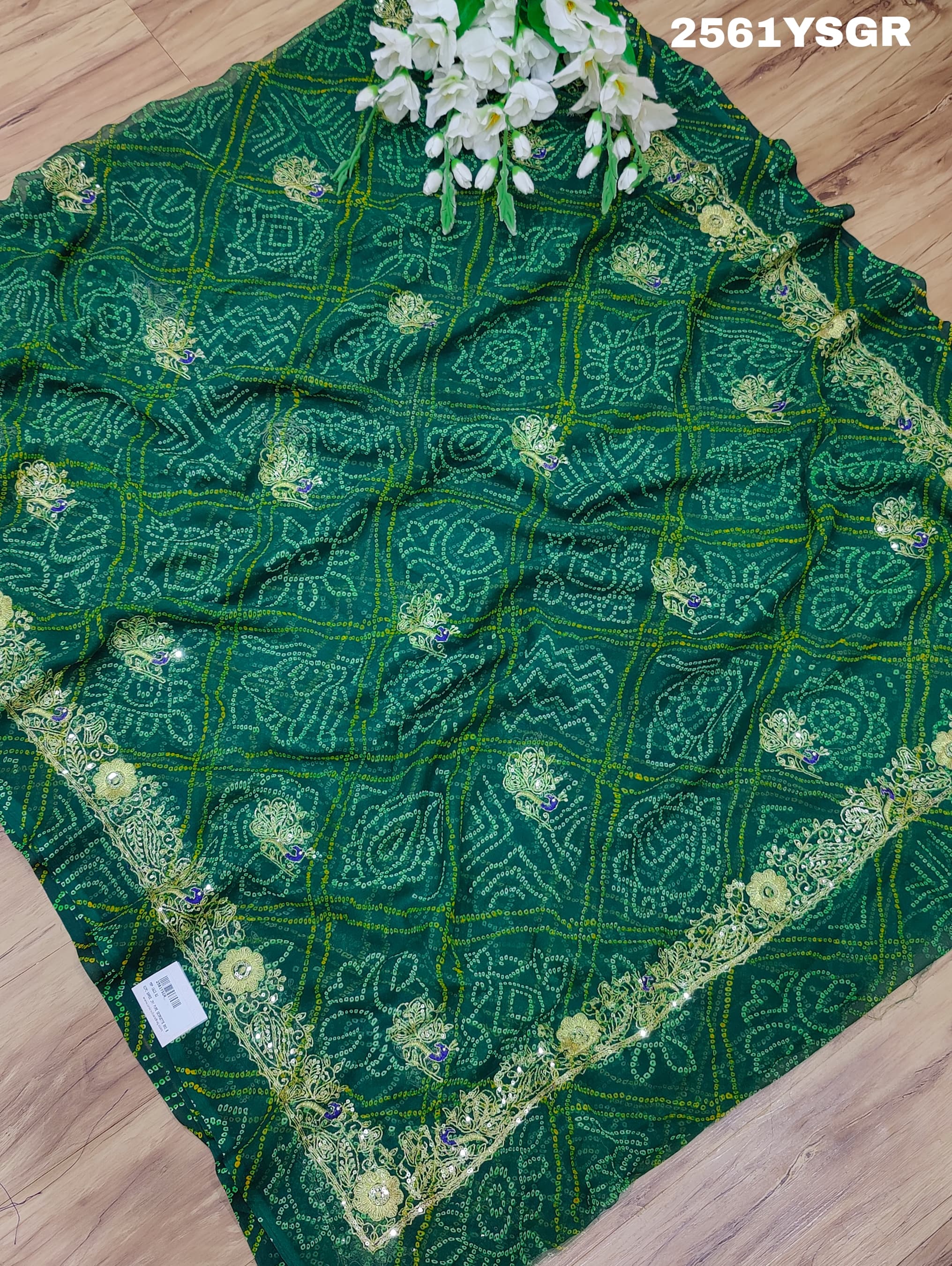 KcPc latest Royal Bandhani Georgette Saree With Golden Embellishments ...