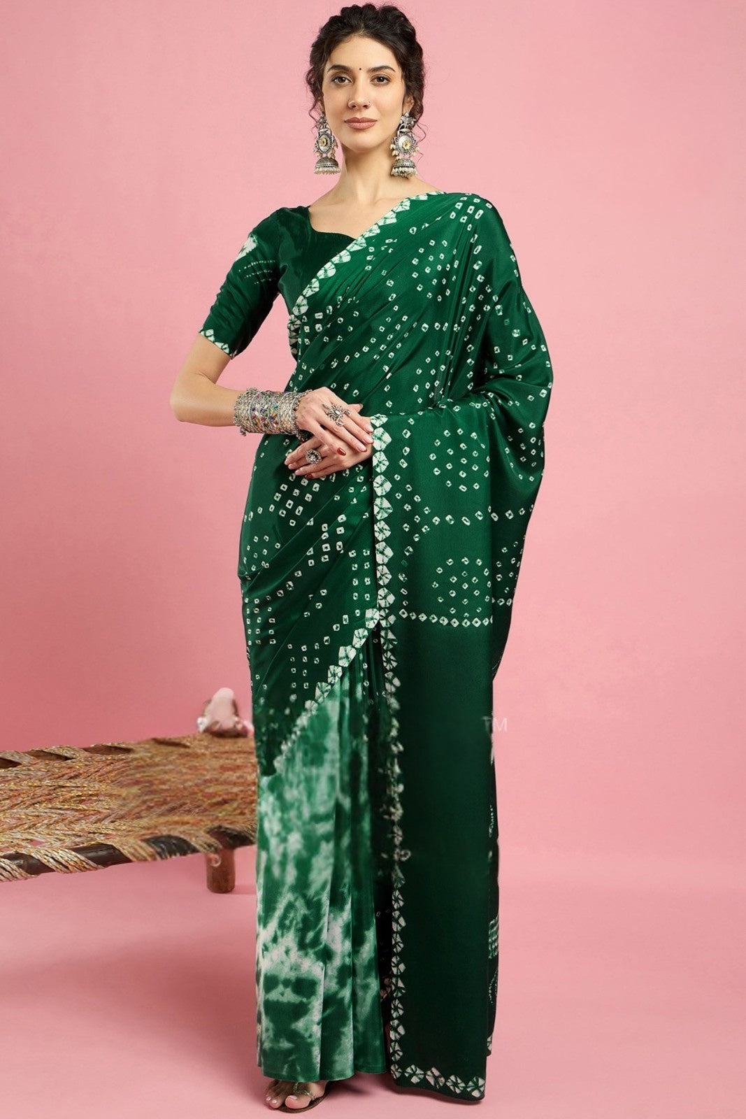 KcPc New Launch Creap Silk Bandhani Style With CauselWear Saree APL ...