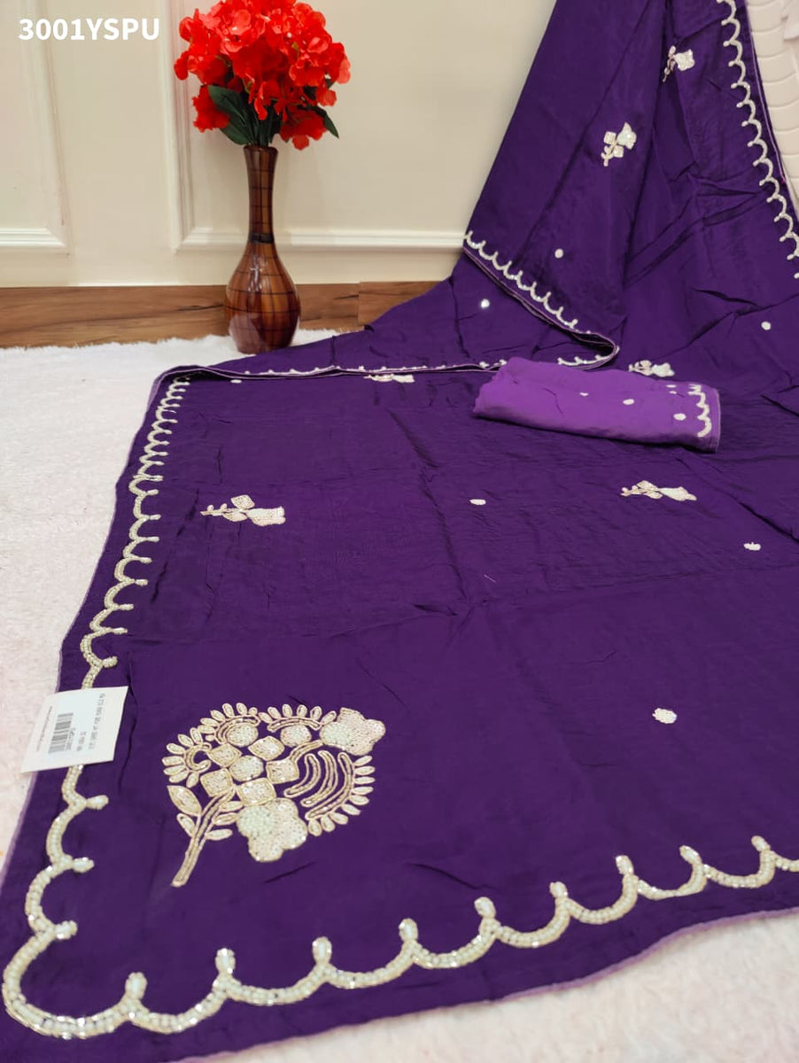 KcPc New Premium Munga Silk Saree Featuring Exquisite Pearl Dabka Embe ...