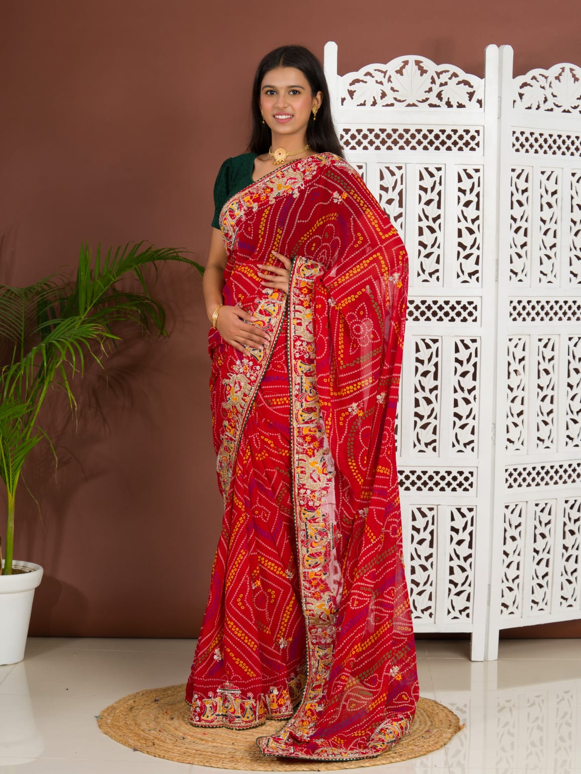 KcPc New Beautiful Rajasthani Traditional pure Georgette Chunri Saree ...