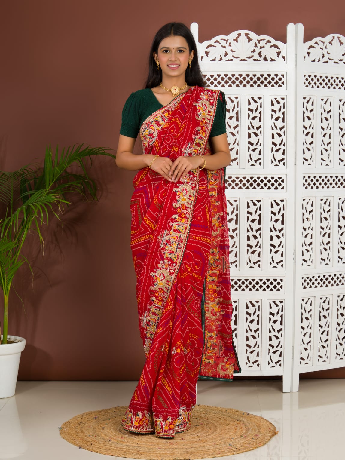 KcPc New Beautiful Rajasthani Traditional pure Georgette Chunri Saree ...